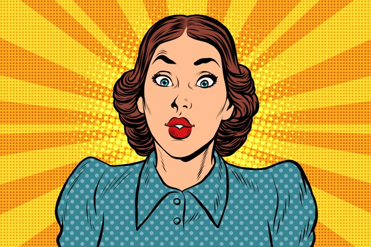 Comic beautiful surprised woman Royalty Free Vector Image