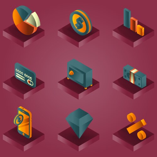 Laboratory color outline isometric icons Vector Image