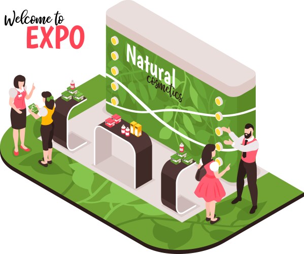 Vr expo stand composition Royalty Free Vector Image