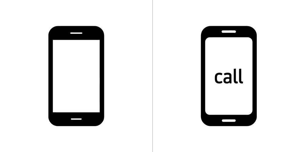 Phone Icons: Blank Screen vs. Call Display – Royalty-Free Vector ...