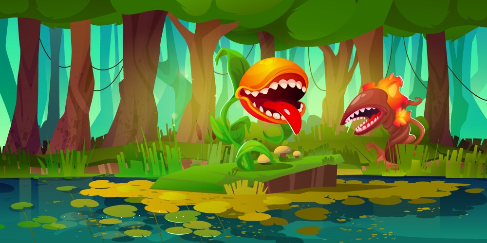 Cartoon forest background Royalty Free Vector Image