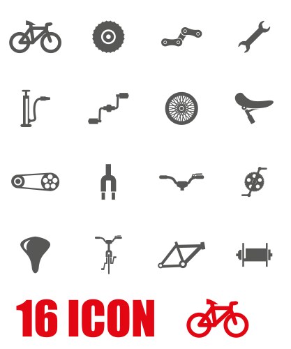 Black bicycle part icons set Royalty Free Vector Image