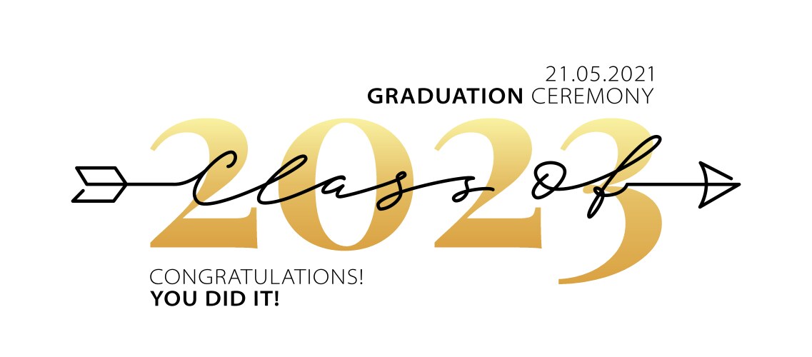 Class of 2023 with graduation cap Royalty Free Vector Image