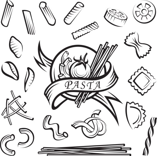 Black and White Pasta Vector Images (over 14,000)