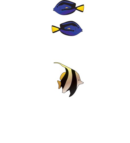 Cartoon set of powder blue tang fish Royalty Free Vector
