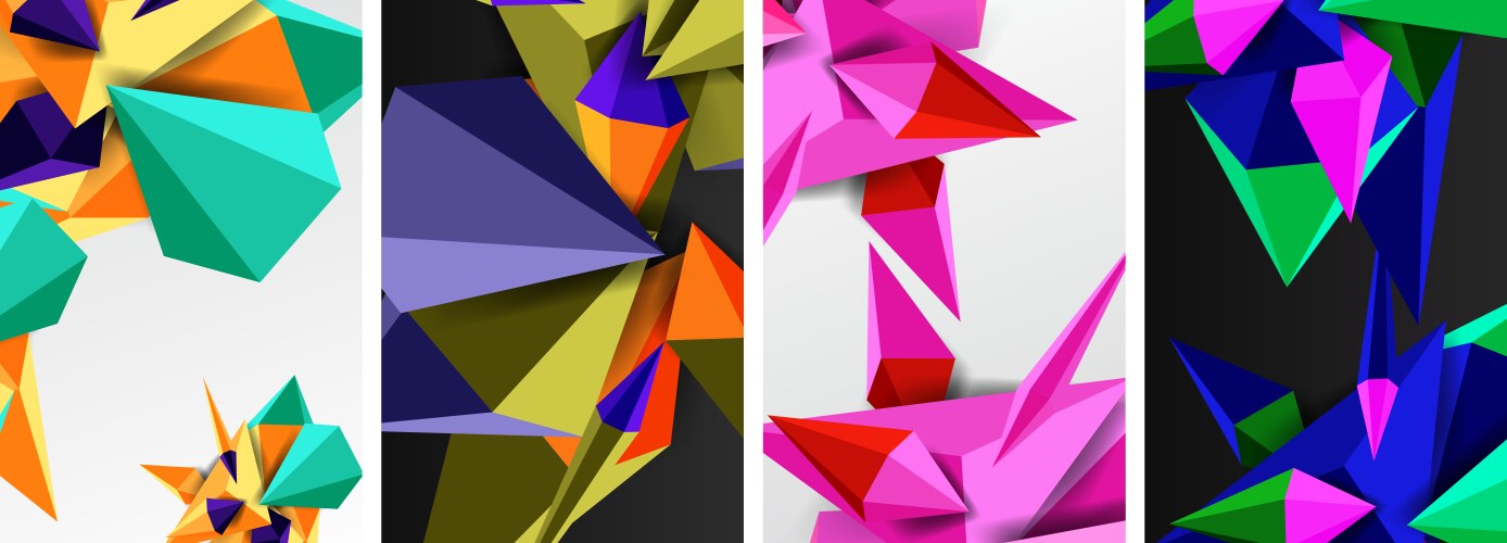 Set of triangle geometric low poly 3d shapes Vector Image