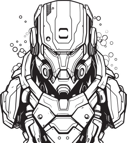 Future flow logo design for cyborg coloring page Vector Image