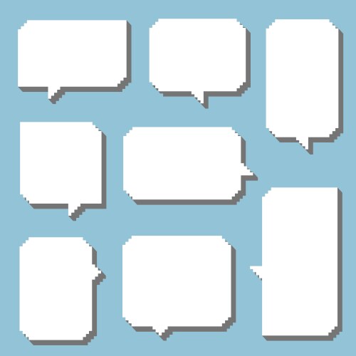 Set of game 8 bit text box pixel speech bubble Vector Image