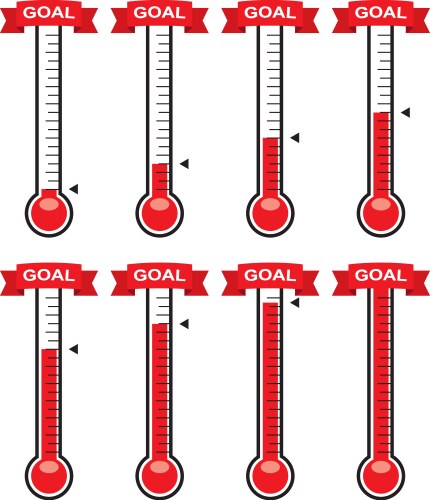 Thermometers with different temperatures goal Vector Image