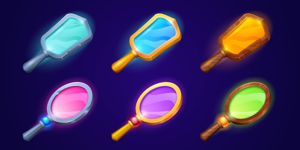 Magic mirrors in golden and silver frame Vector Image