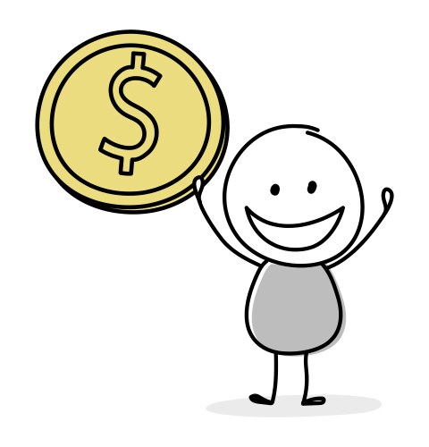 Happy stickman with speech bubble - thank you Vector Image