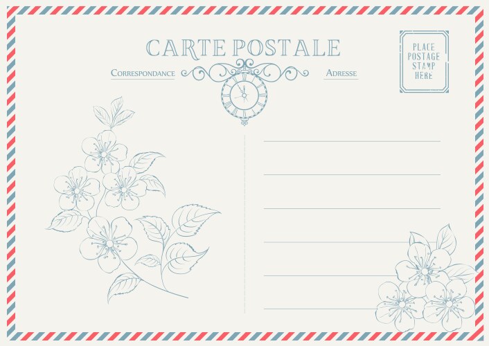 Postcard template paper white texture Royalty Free Vector
