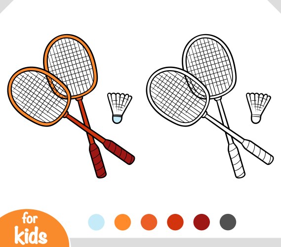 Coloring book for kids badminton rackets Vector Image