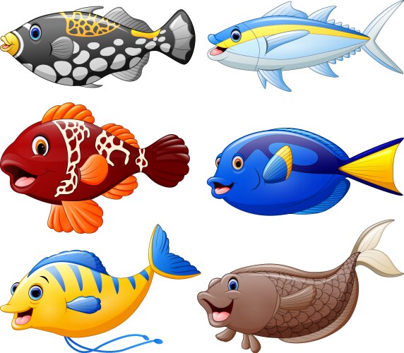 Fish cartoon set Royalty Free Vector Image - VectorStock