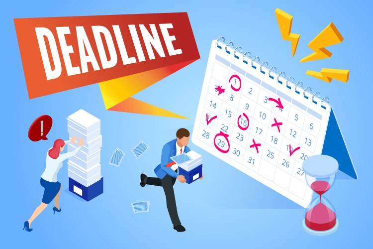 Isometric deadline flowchart Royalty Free Vector Image