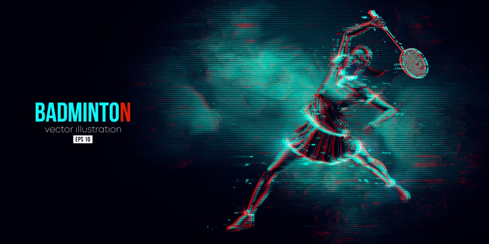 Abstract silhouette of a badminton player on blue Vector Image