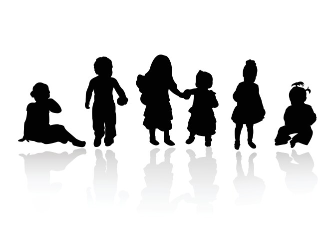 Child Silhouettes on Urban Background Royalty Free Vector