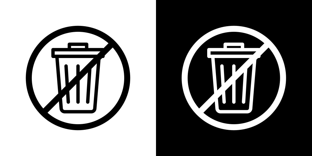 No trash icon set bin waste symbol Royalty Free Vector Image