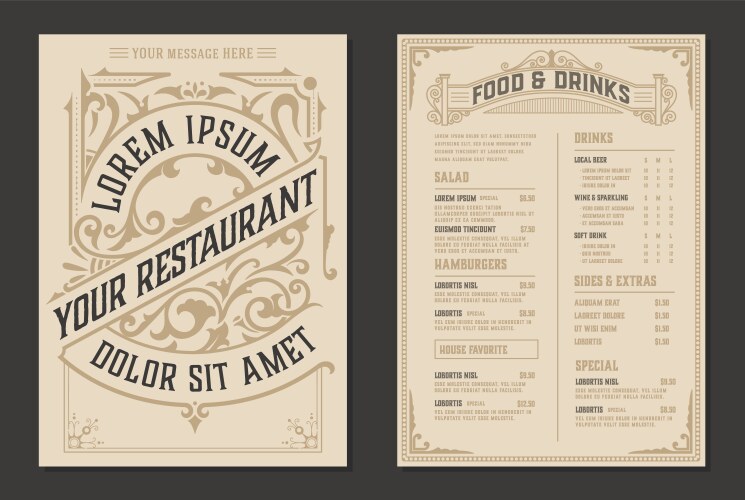 Vintage restaurant menu template layered Vector Image