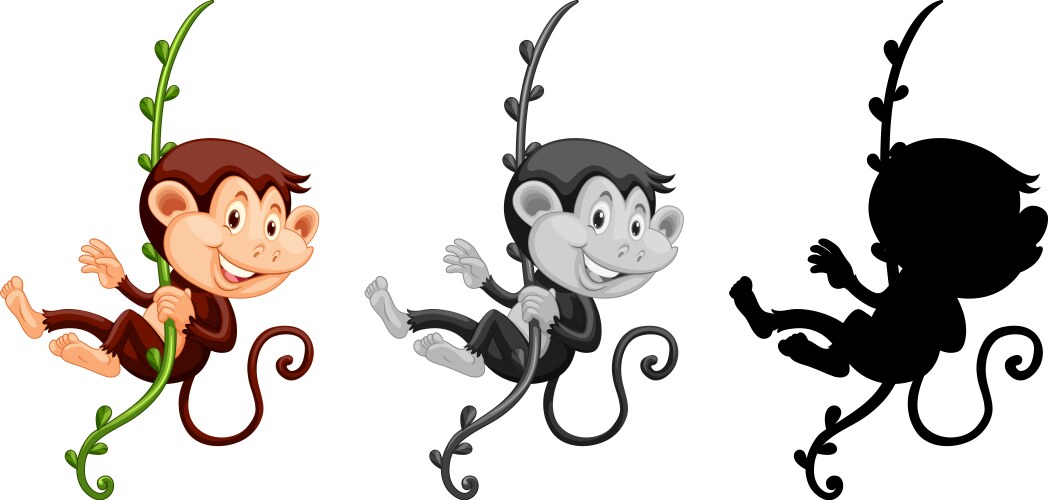 Cute monkey climbing the vine Royalty Free Vector Image