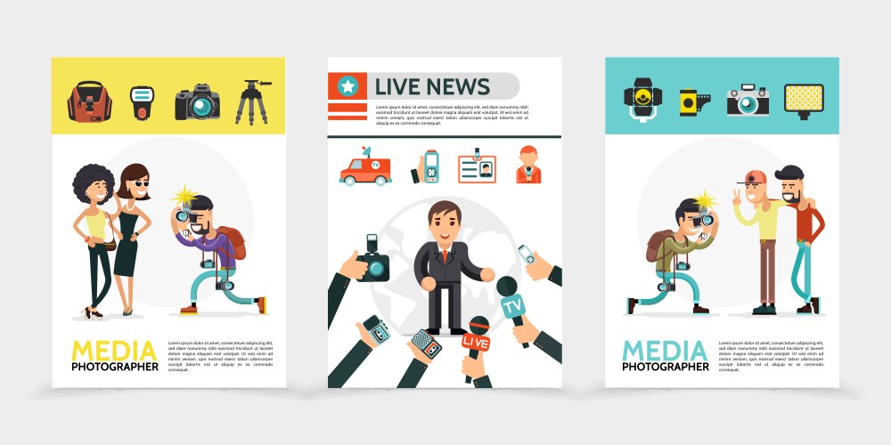 Flat mass media infographic template Royalty Free Vector