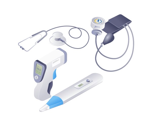 Medical equipment ecg machine patient flat Vector Image