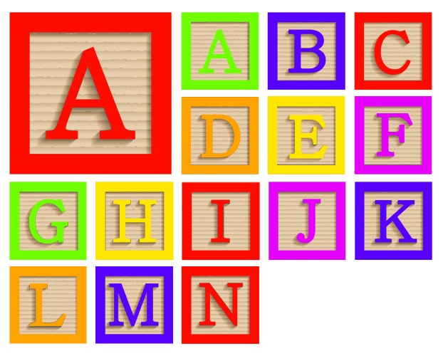 Wooden alphabet blocks Royalty Free Vector Image
