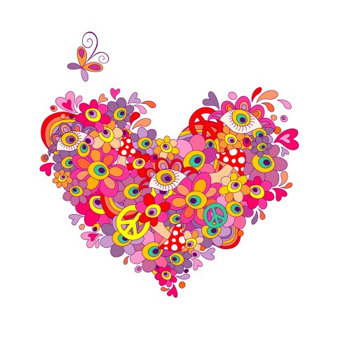 Heart shape chamomile and forget-me-not flowers Vector Image