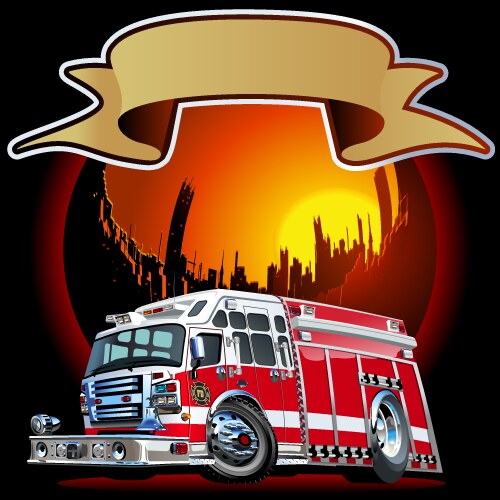 Cartoon of firefighter truck Royalty Free Vector Image