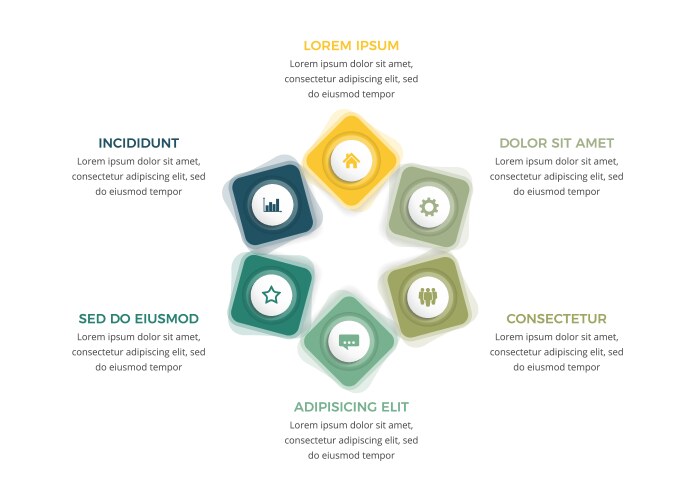 Circle diagram - six elements Royalty Free Vector Image