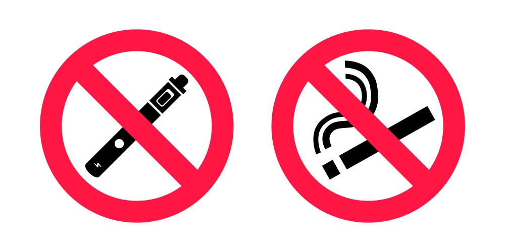 No smoking vaping signs set forbidden sign Vector Image