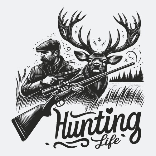 Hunting life svg silhouette file Royalty Free Vector Image