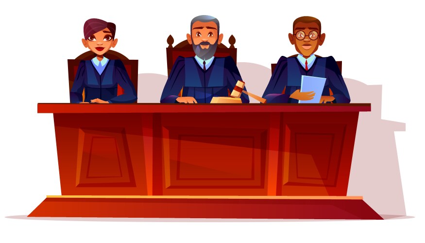 Mantle judge adjudicates in courtroom Royalty Free Vector