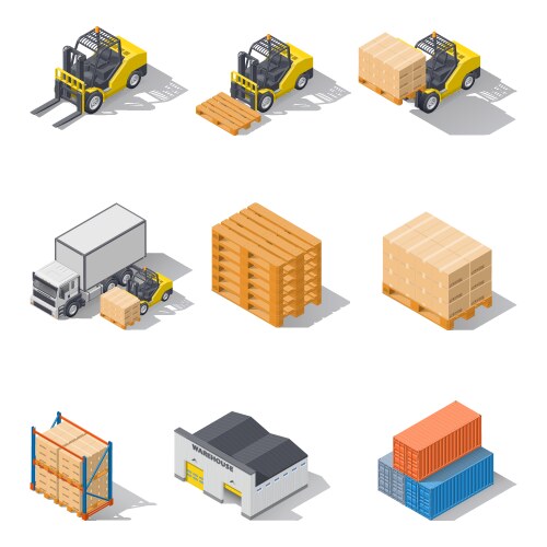 Warehouse Storage And Delivery Isometric Vector Image