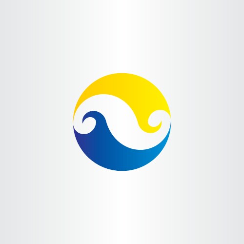 Waves sea sunrise logo design concept template Vector Image