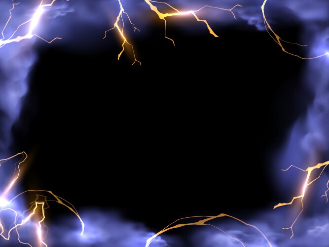 Green lightning strikes and smoke effect frame Vector Image