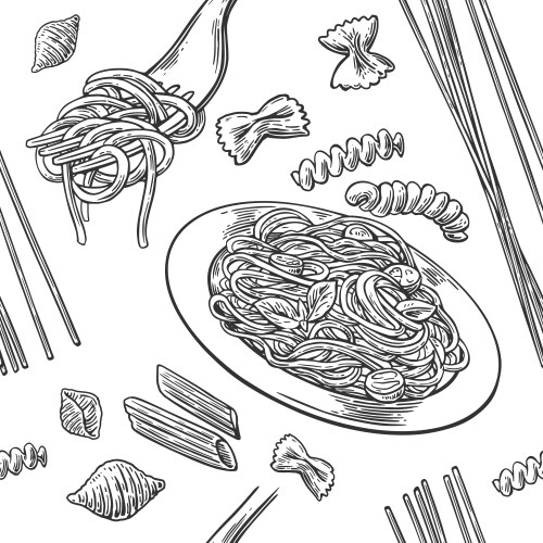 Black and White Pasta Vector Images (over 11,000)