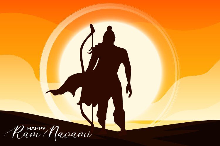 Lord rama in ram navami background Royalty Free Vector Image
