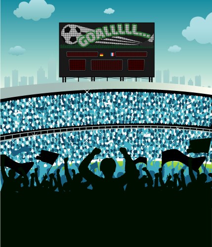 Crowd in stadium grandstand to cheering sport Vector Image