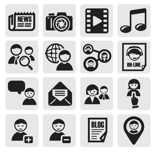 Set collection social media icons Royalty Free Vector Image