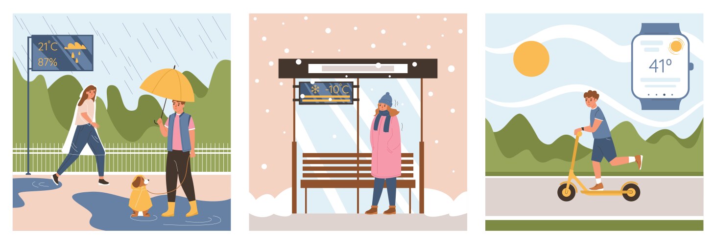 Male weather forecaster showing precipitation Vector Image