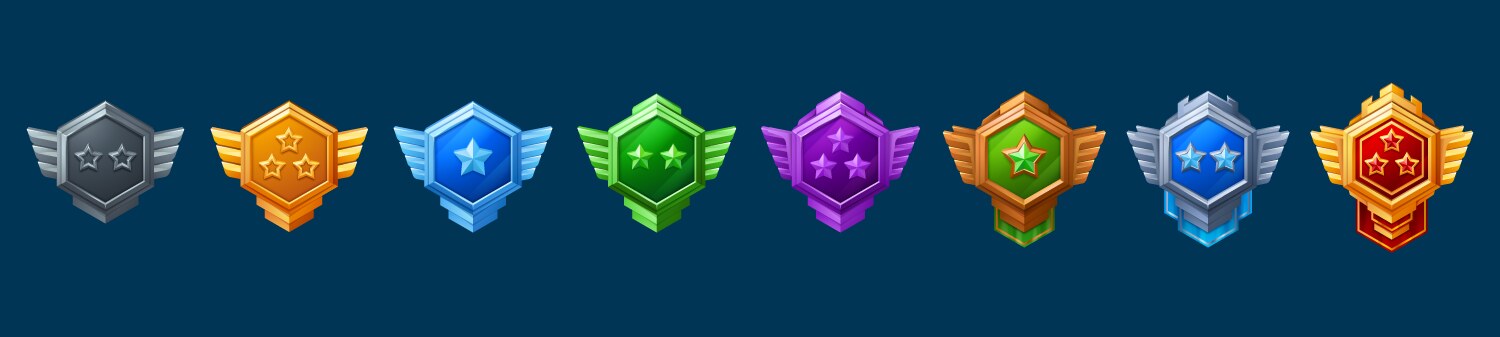 Victory game badges set isolated on background Vector Image