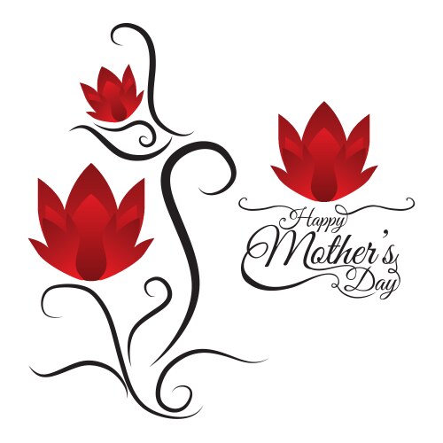 Happy Mothers Day Tulip Flower Shape Heart Vector Image