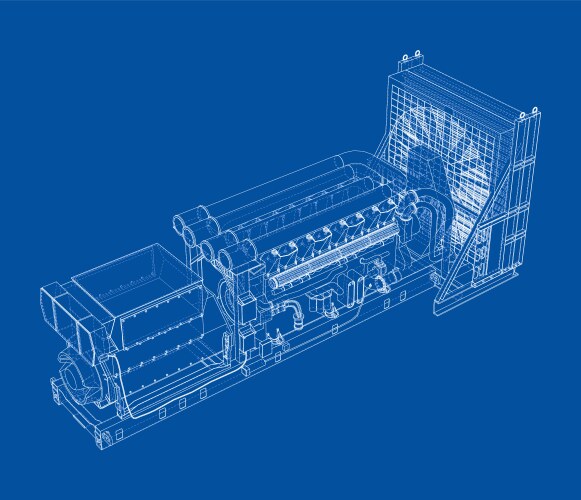 Containerized generator blueprints Royalty Free Vector Image