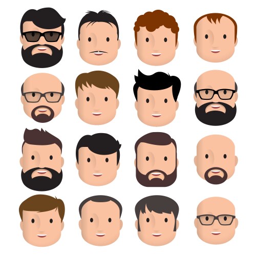 Face expressions of asian man Royalty Free Vector Image