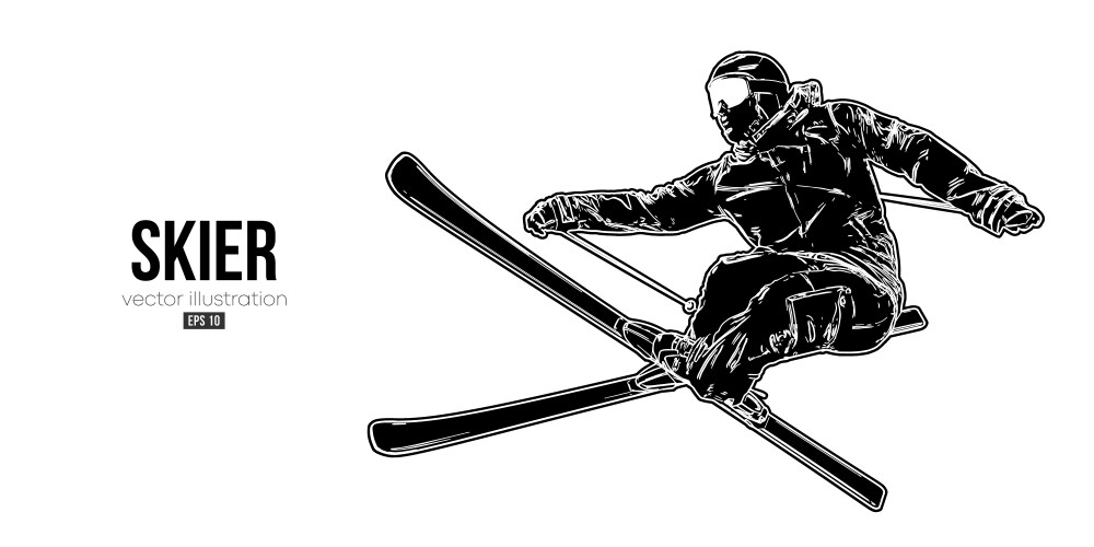 Abstract silhouette of a skiing on white Vector Image