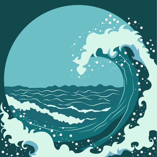 Circle frame background with blue sea ocean water Vector Image