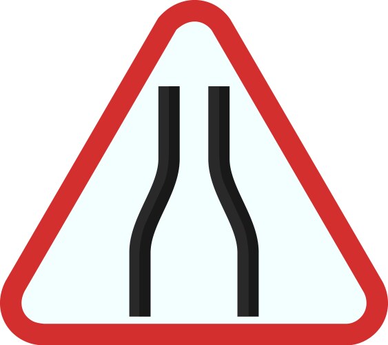 Road narrows ahead sign line icon Royalty Free Vector Image