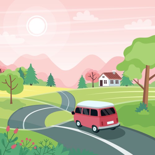 Spring theme landscape 1 Royalty Free Vector Image