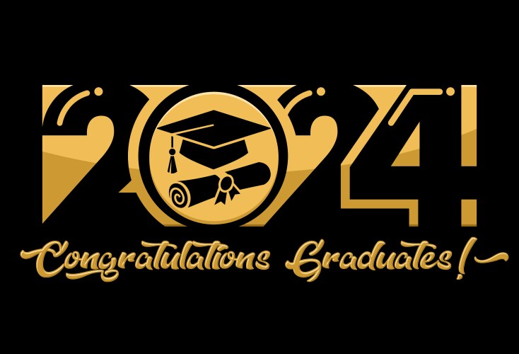 Congratulations graduates emblem design Royalty Free Vector